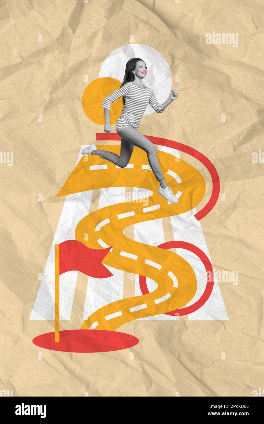 Image sketch poster picture collage of sporty persistent girl athlete ...