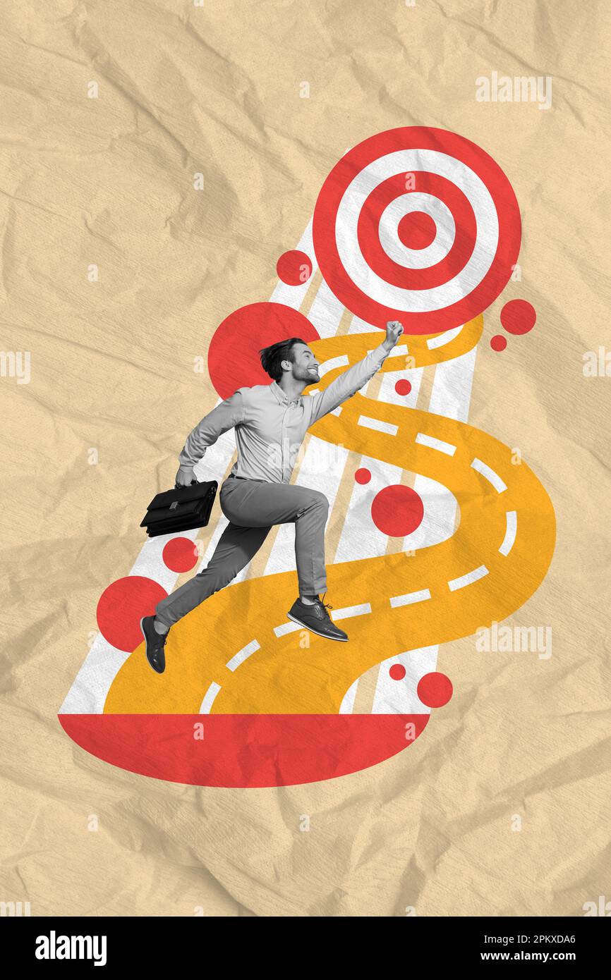 Vertical collage poster sketch picture image of successful positive man ...