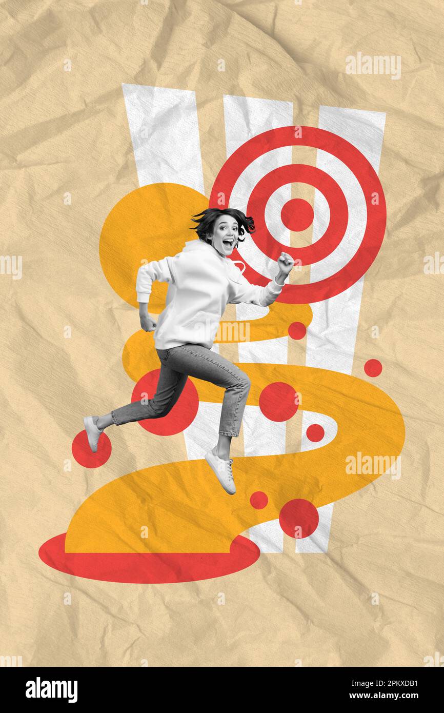 Vertical abstract creative sketch photo of happy impressed purposeful ...