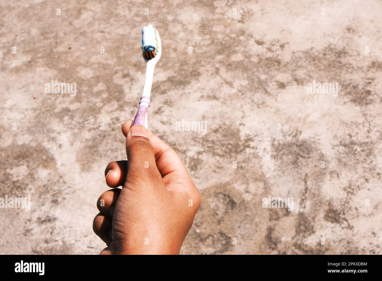 Old Tooth Brush - Boy ready to brush the teeth Stock Photo - Alamy
