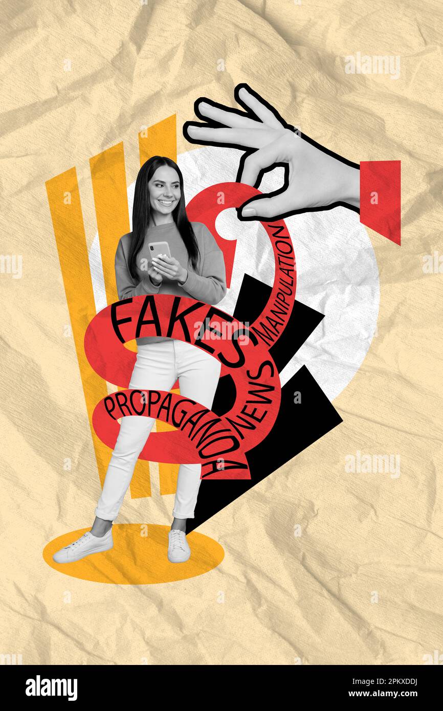 Exclusive magazine picture sketch collage image of arm tying lady ...