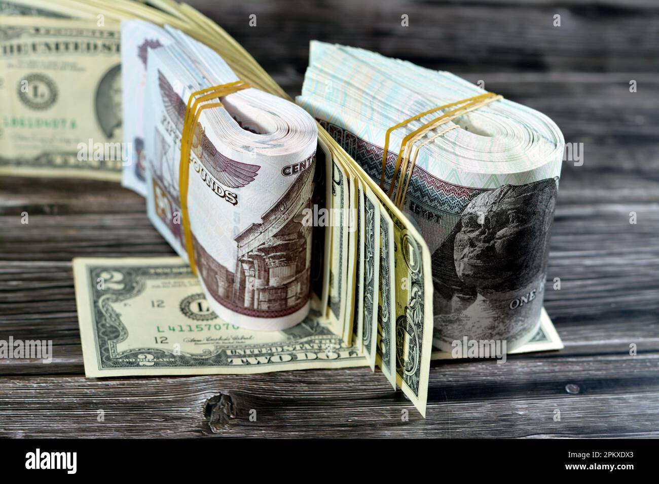 Folded stack Egypt money banknote bills of 100 and 50 EGP LE one ...