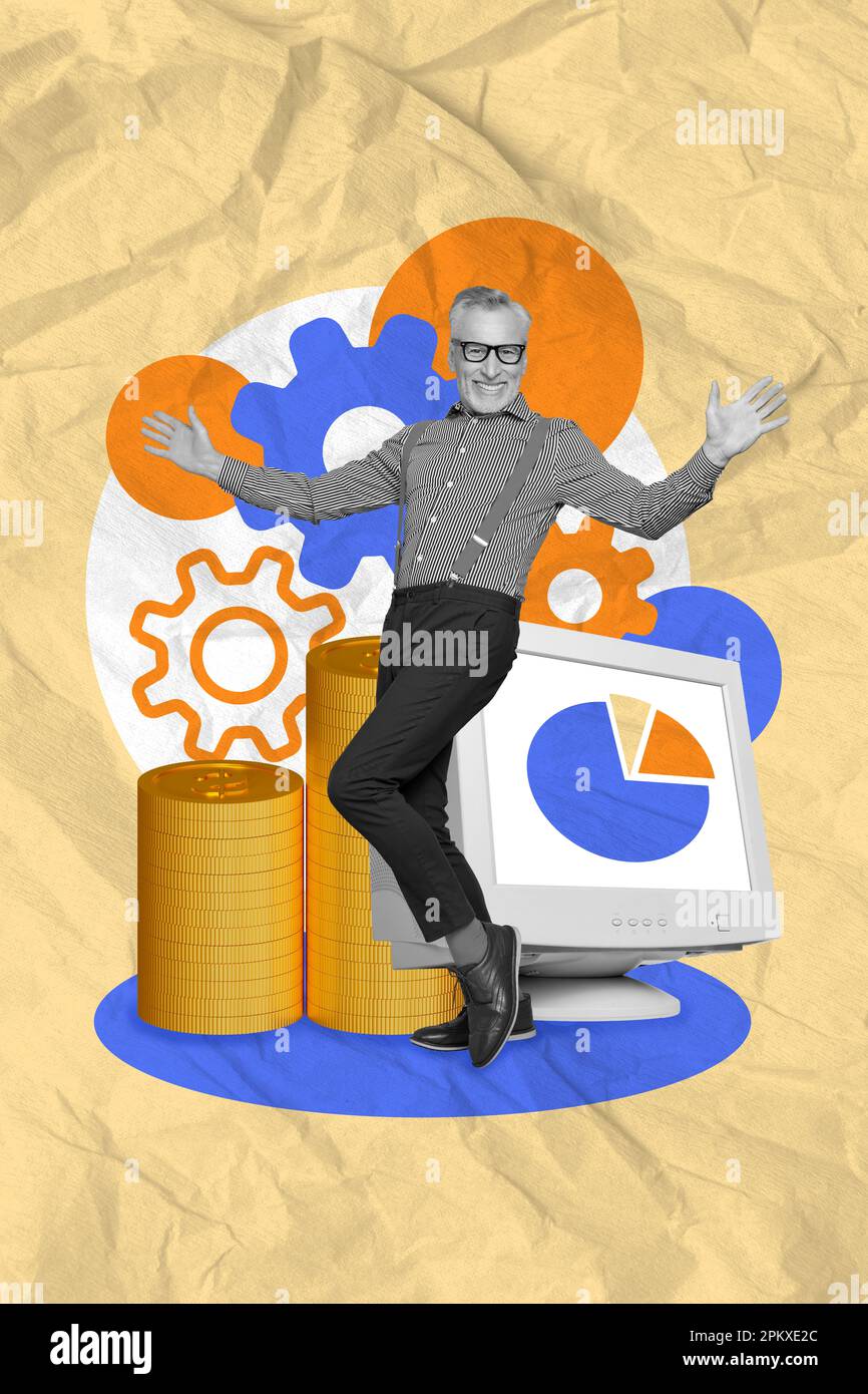 Composite finance conceptual collage mature age businessman startups ...
