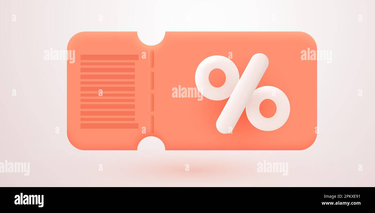 3D coupon with percentages for various discounts and sales of goods and ...