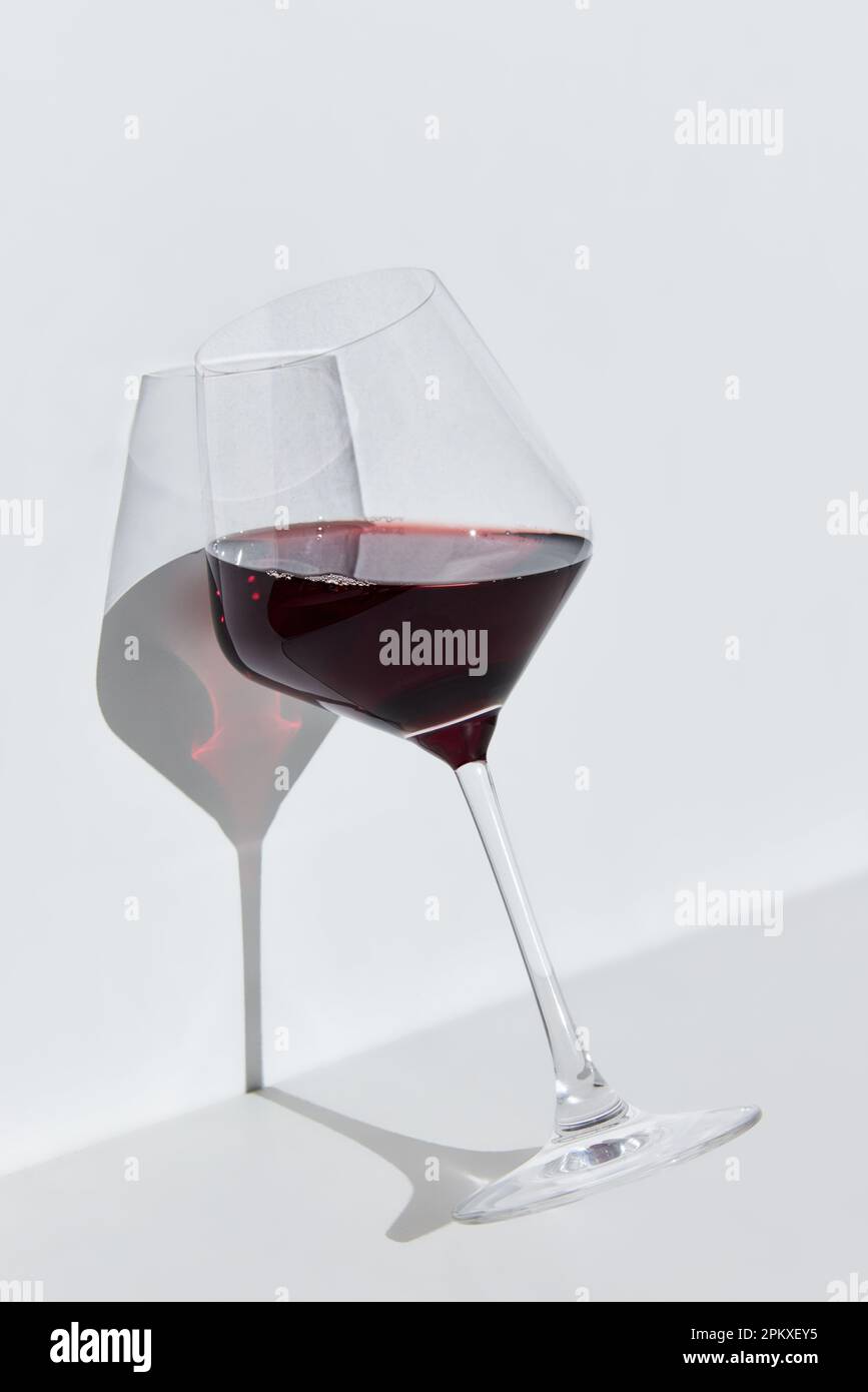 Traditional taste. Glass filled with delicious, high quality red wine ...