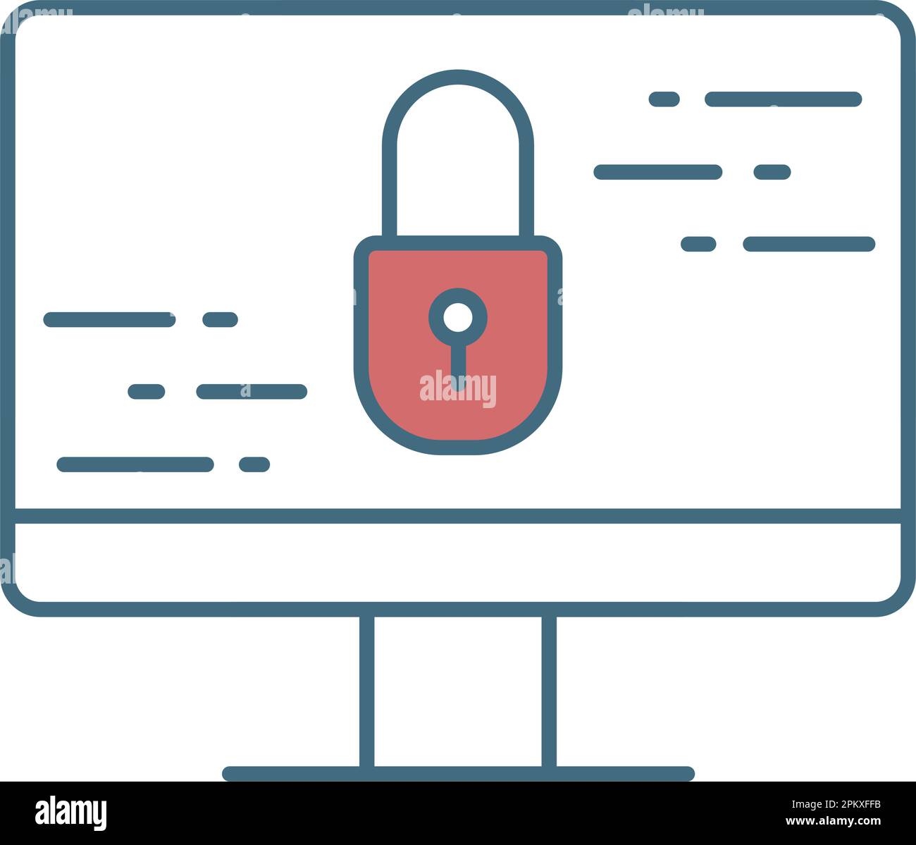 Computer monitor screen and lock icon vector Stock Vector Image & Art ...