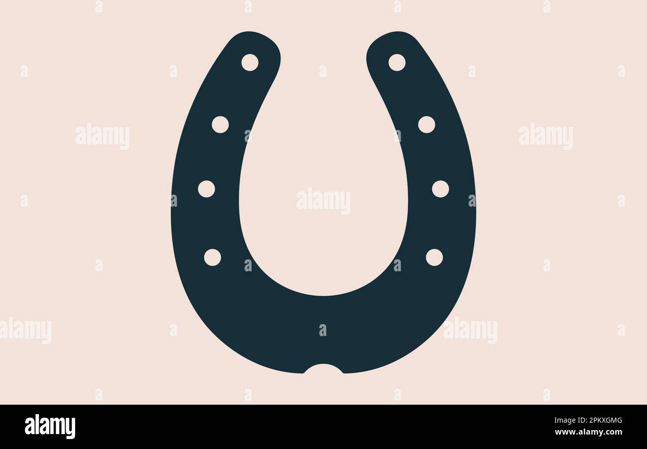 Sign lucky horseshoe. Simple graphic silhouette horseshoe on white ...
