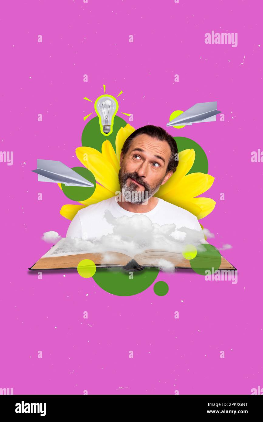 Creative abstract template graphics collage image of doubtful unsure ...