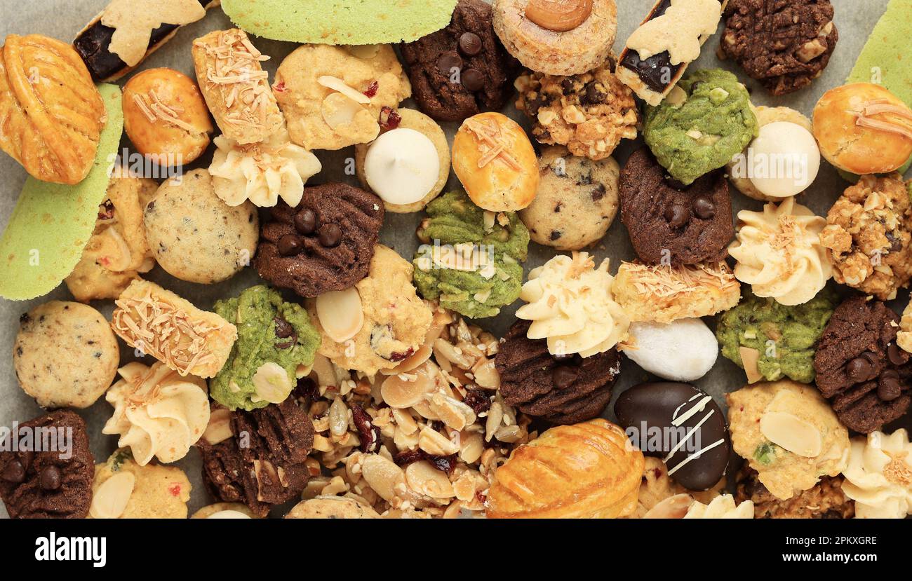 Various Kue Kering Cookies Lebaran, Food Background of Nastar, Lidah ...