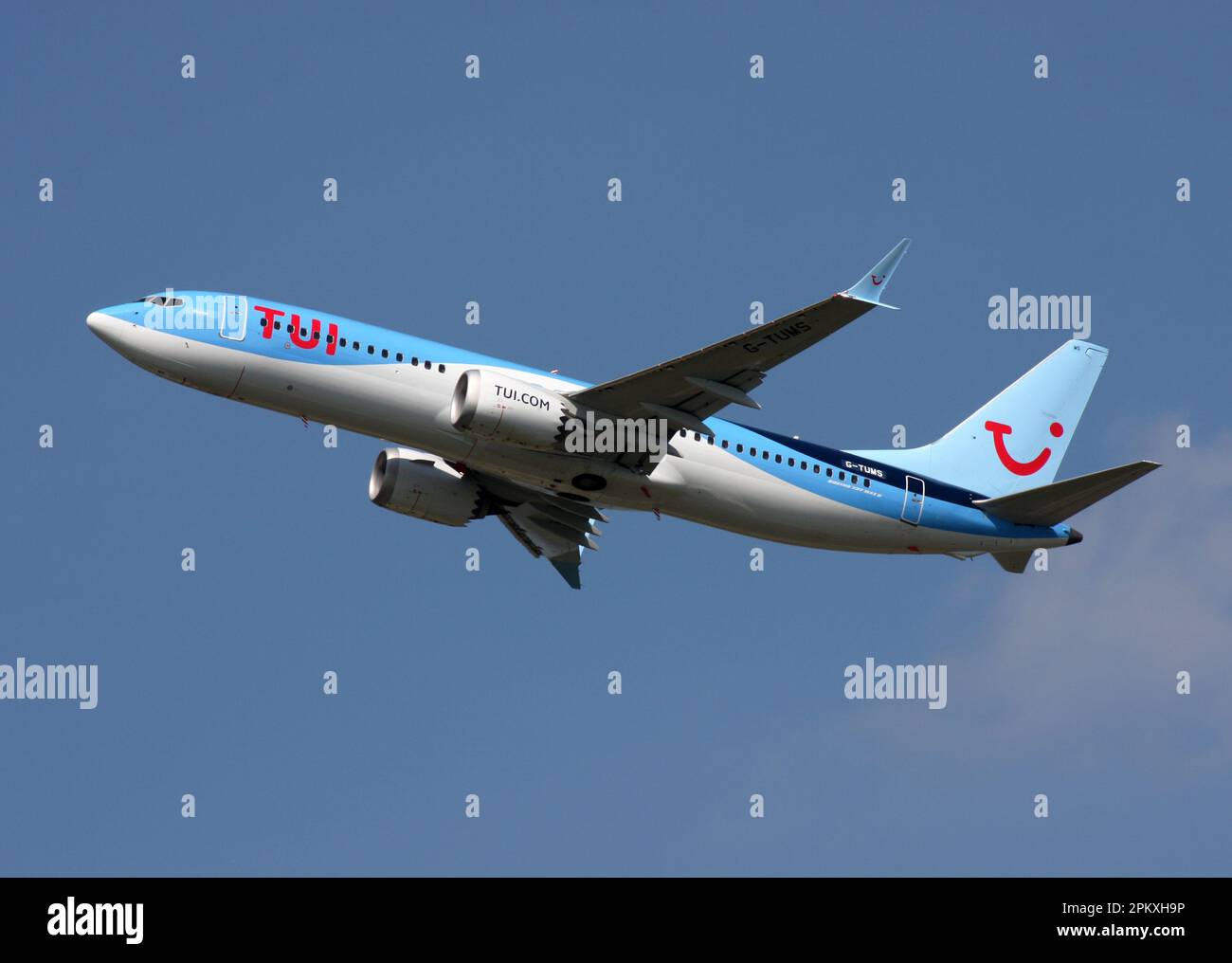A Boeing 737-8 MAX of TUI departing London Gatwick Airport Stock Photo ...