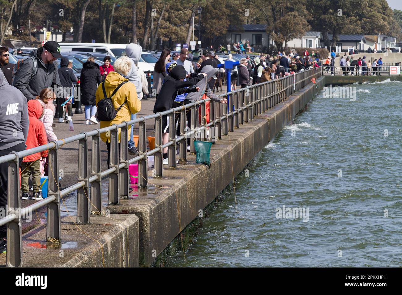 Christchurch, England UK. 9th April. Families, People Crabbing On ...