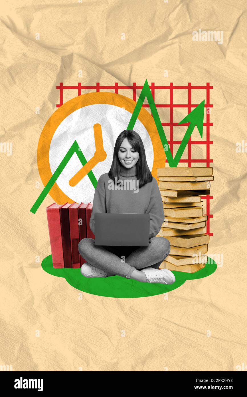 Photo cartoon comics sketch collage picture of cheerful smiling lady ...