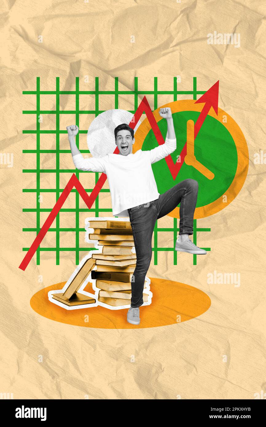 Creative abstract template graphics collage image of funny lucky guy ...