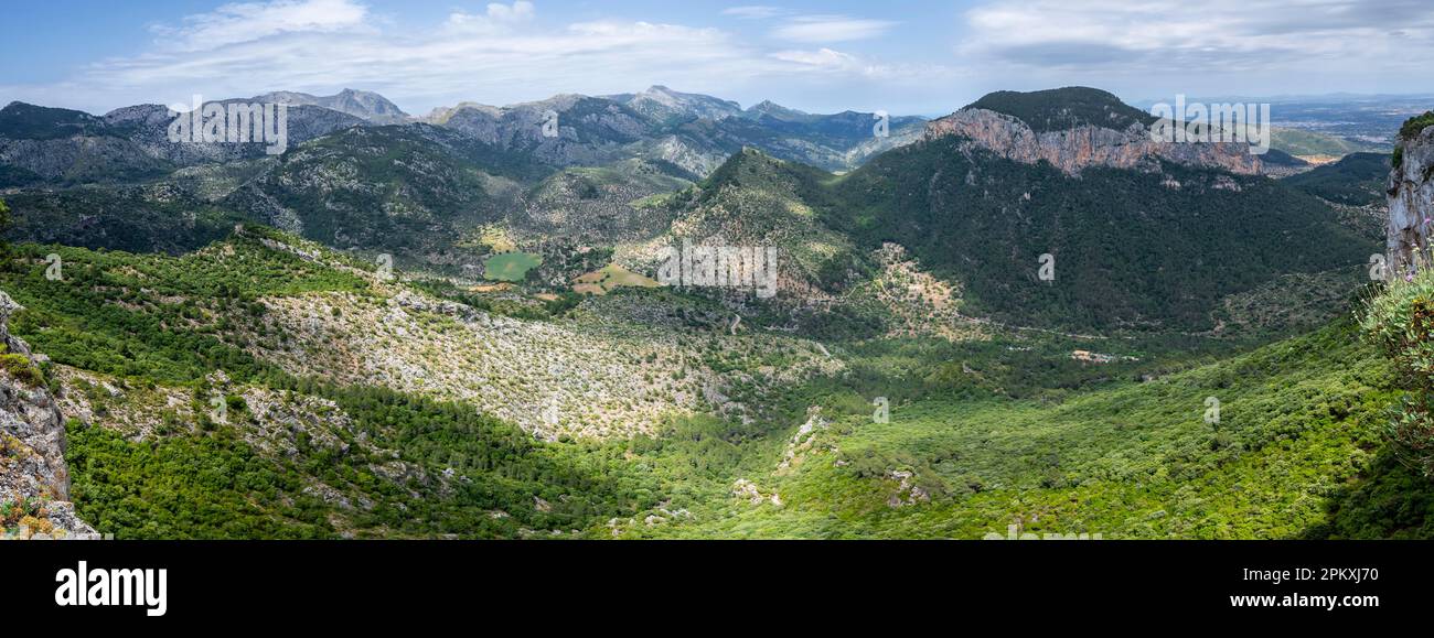 View over the mountains of the Serra de Tramuntana, Valley of Orient ...