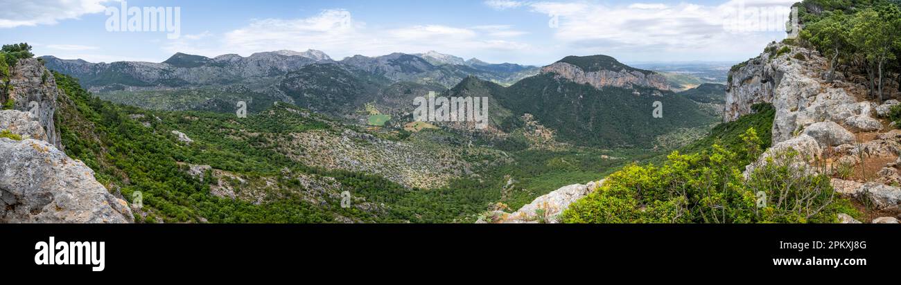 View over the mountains of the Serra de Tramuntana, Valley of Orient ...