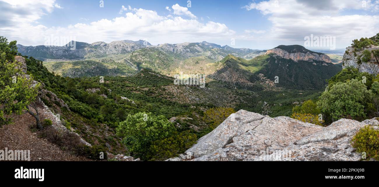 View over the mountains of the Serra de Tramuntana, Valley of Orient ...