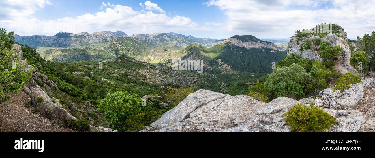 View over the mountains of the Serra de Tramuntana, Valley of Orient ...