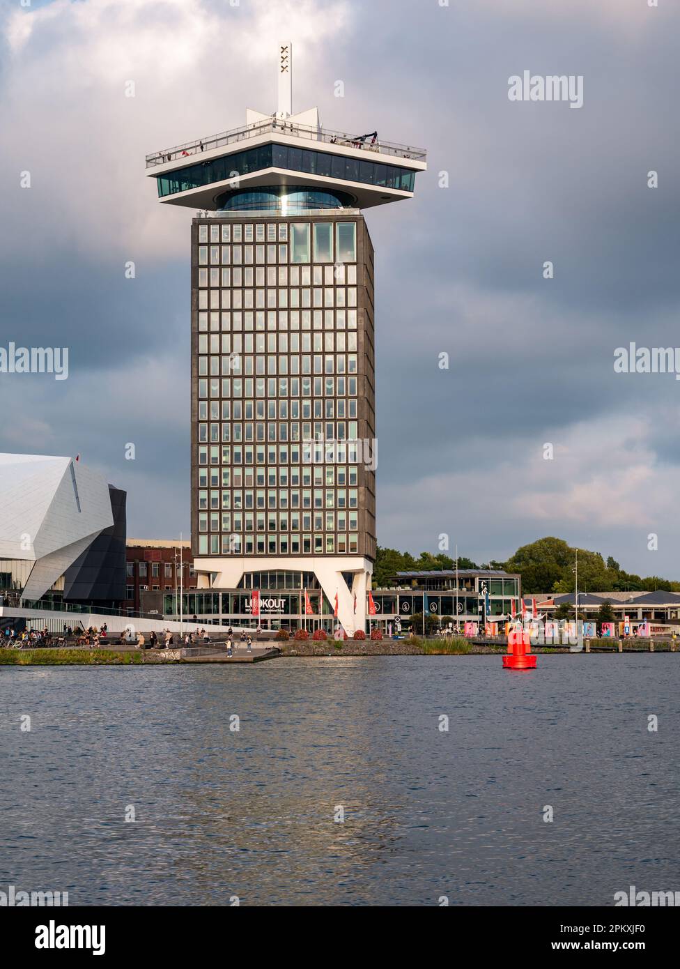 Adam Tower on north bank of River IJ in Amsterdam, Noord-Holland ...