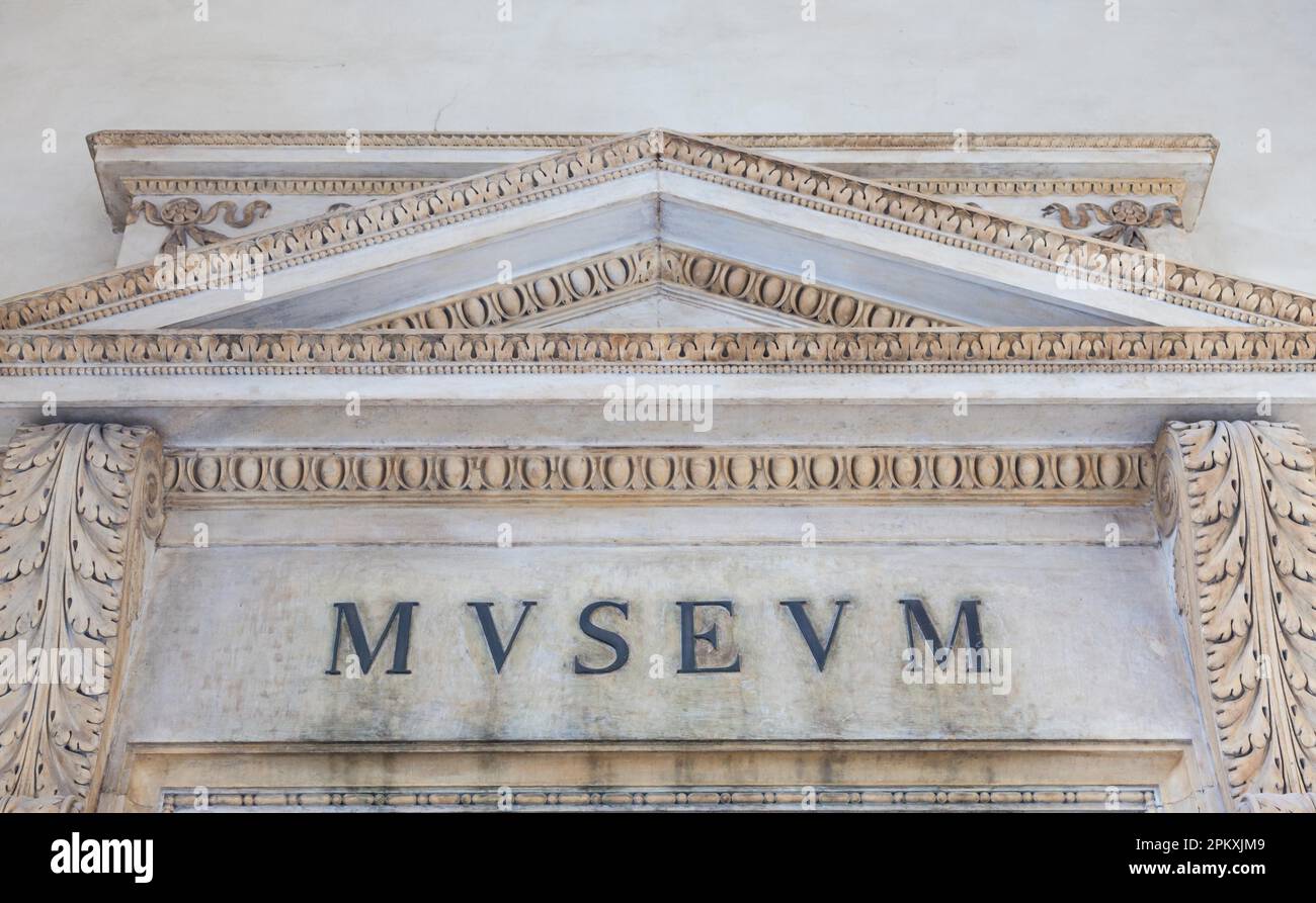 Detail of an old Museum sign in Italy - almost 200 years old Stock ...