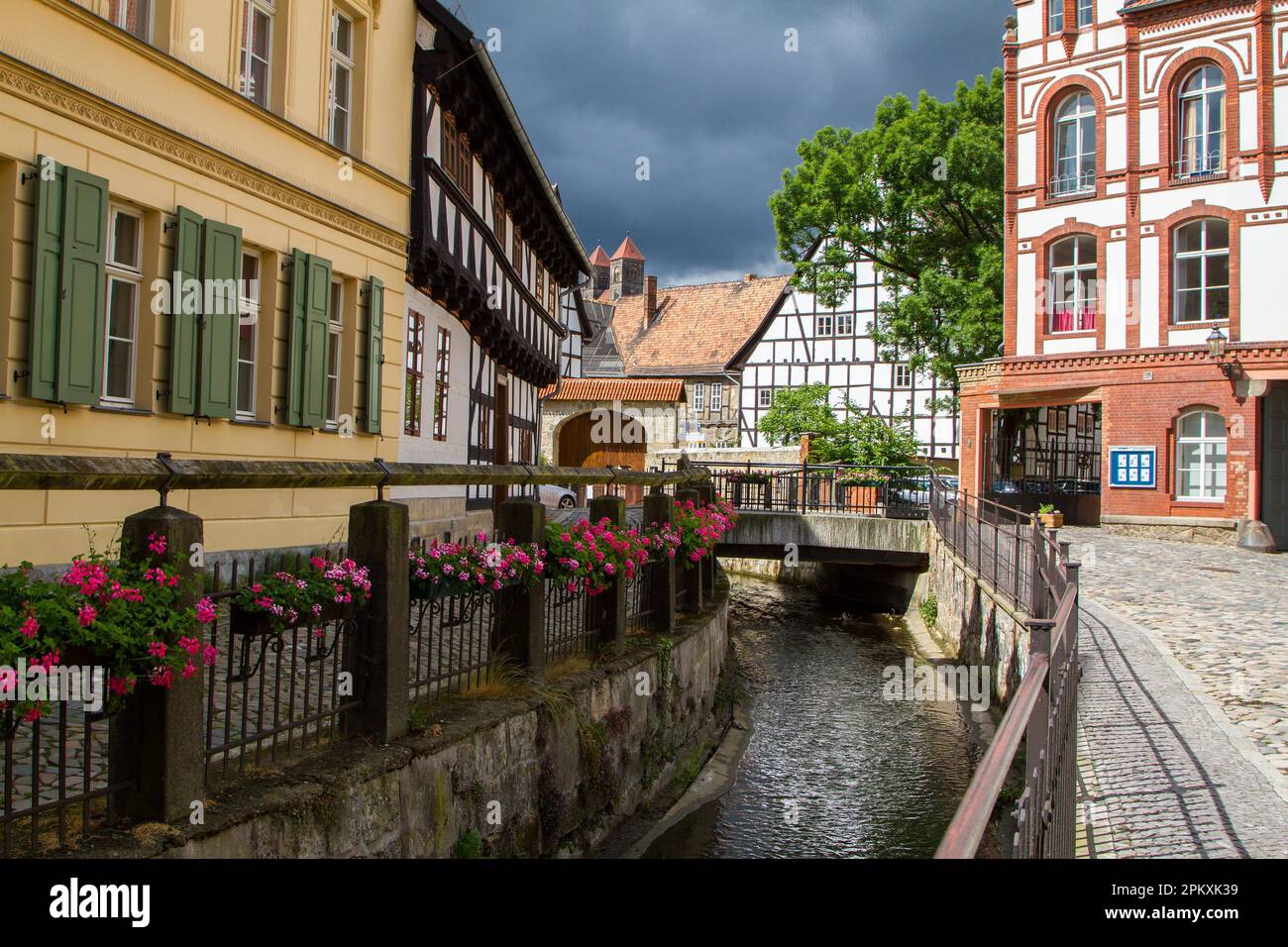 World Heritage Half-Timbered Town Quedlinburg Harz Mountains Stock ...