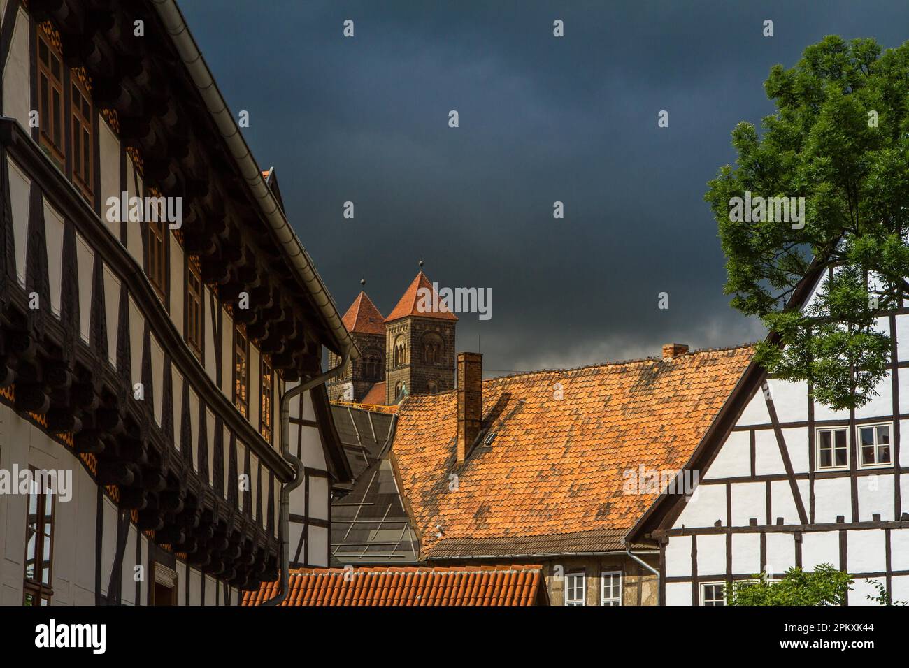 World Heritage Half-Timbered Town Quedlinburg Harz Mountains Stock ...