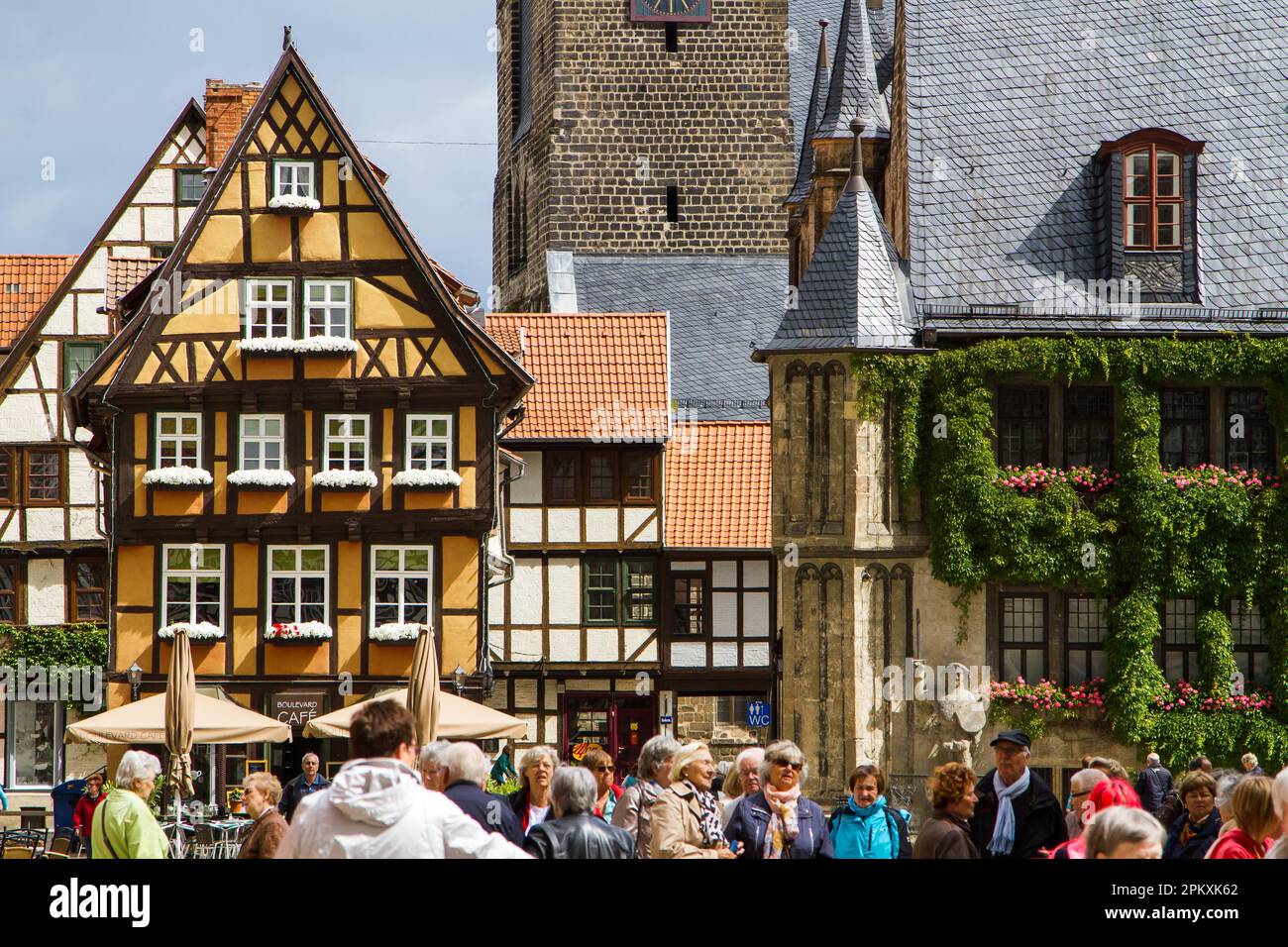 World Heritage Half-Timbered Town Quedlinburg Harz Mountains Stock ...