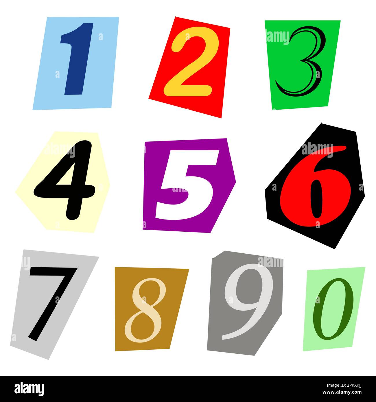 complete set of single digit numbers cut out from magazine Stock Photo ...