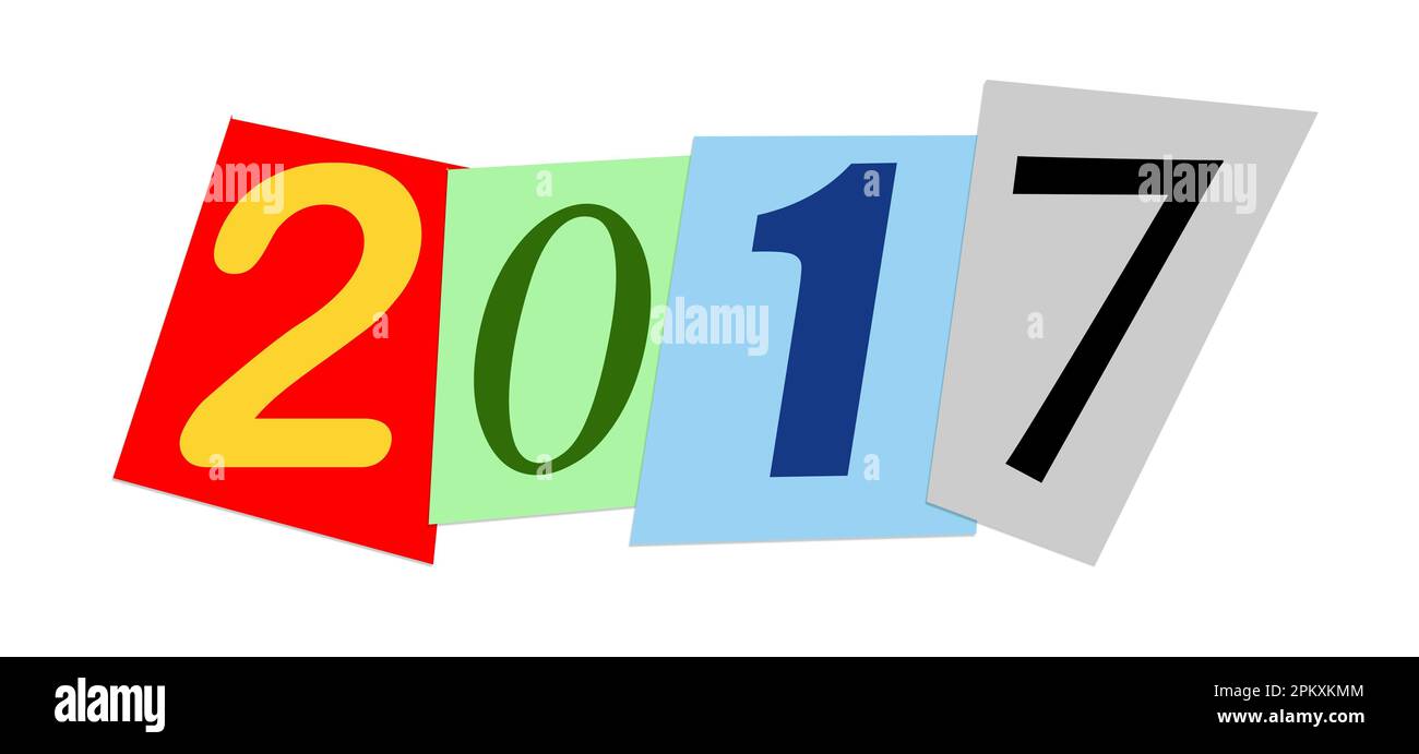 year 2017 made with colorful numbers cut out from magazine Stock Photo ...