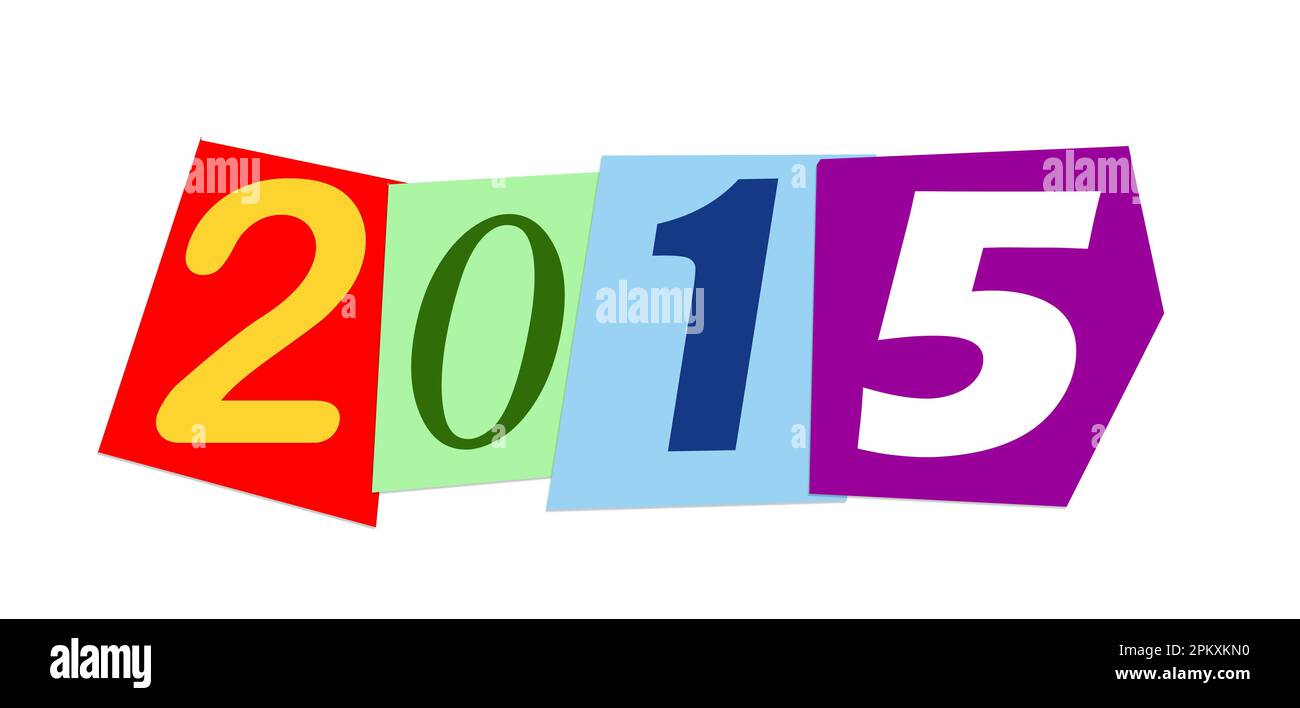 year 2015 made with colorful numbers cut out from magazine Stock Photo ...