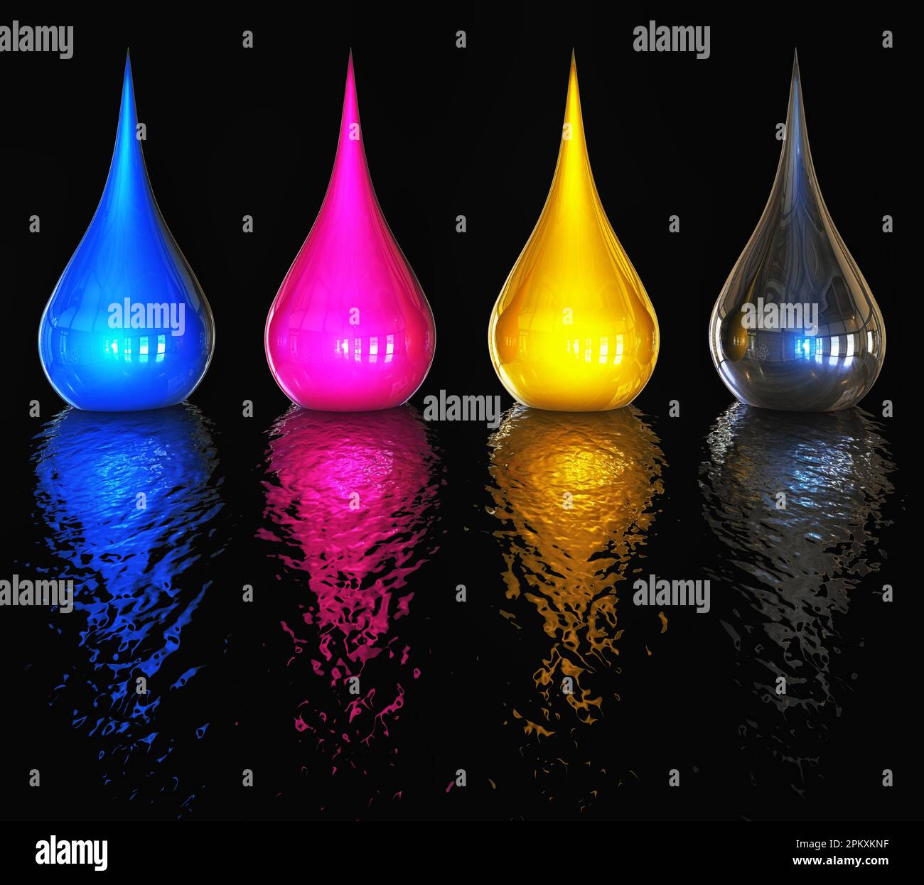 3D rendering of cmyk drops Stock Photo - Alamy
