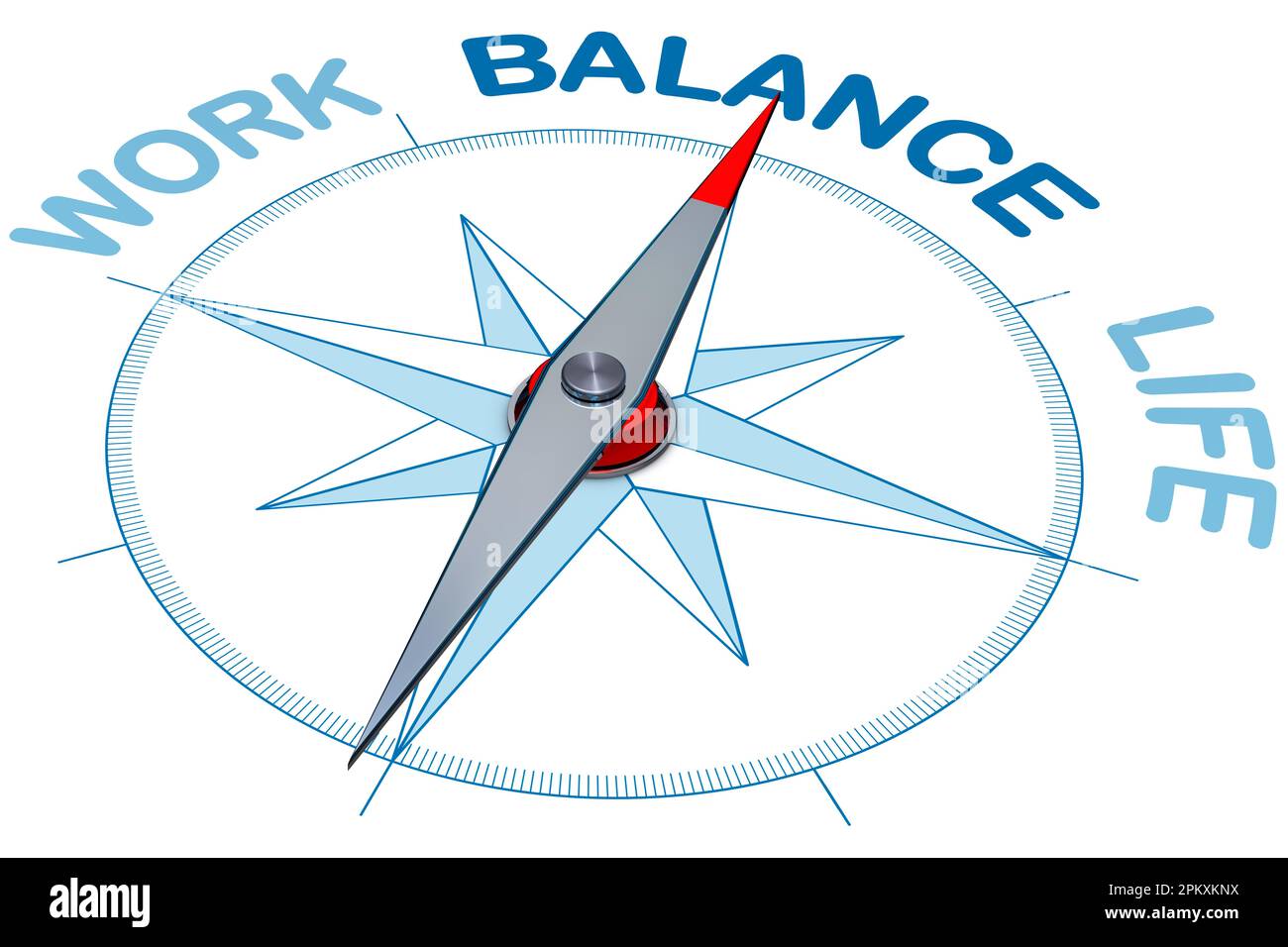 3D rendering of a compass with a work life balance icon Stock Photo - Alamy