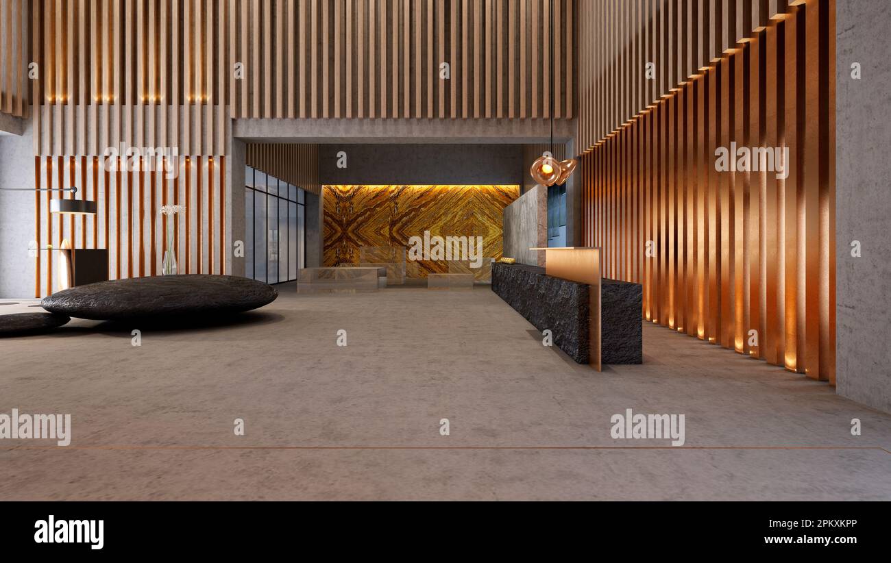 Luxury hotel lobby hall reception, 3d render Stock Photo - Alamy Luxury hotel lobby hall reception, 3d render Stock Photo - Alamy
