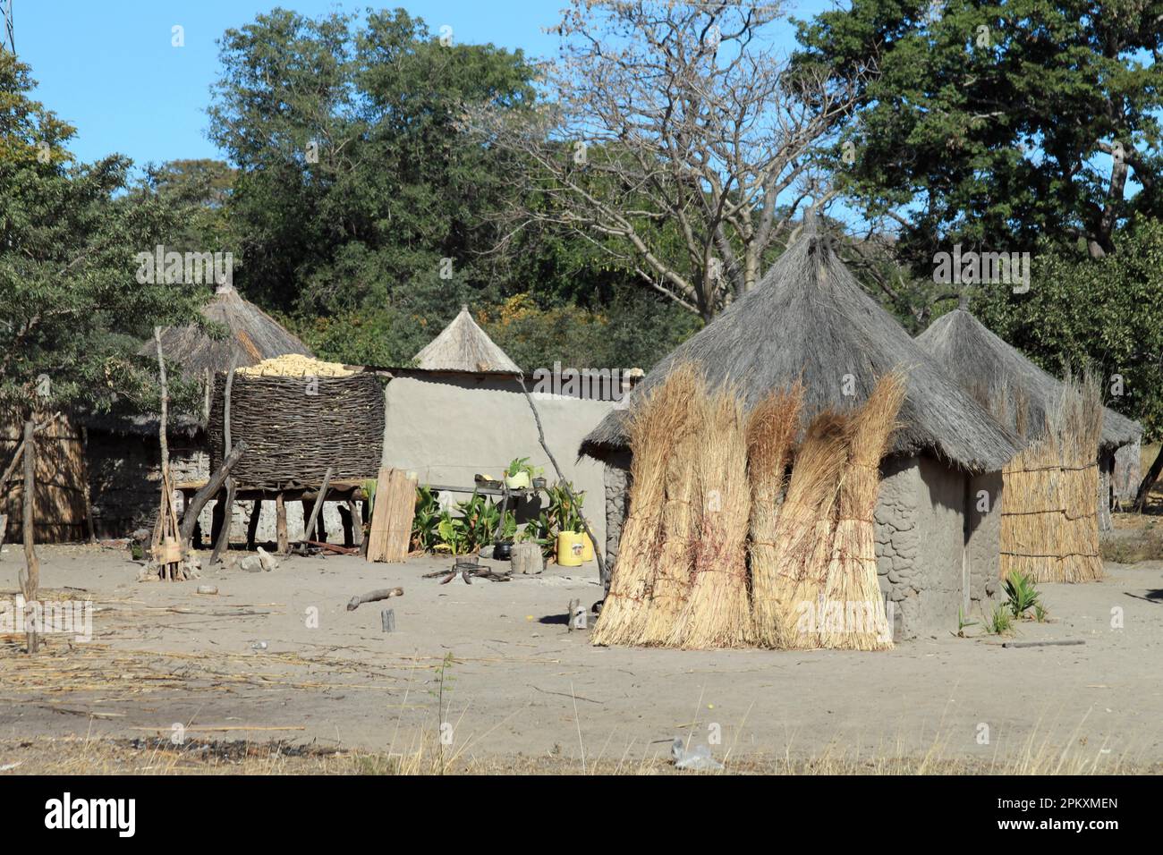 Village between Sesheke and Mongu, Zambia Stock Photo - Alamy