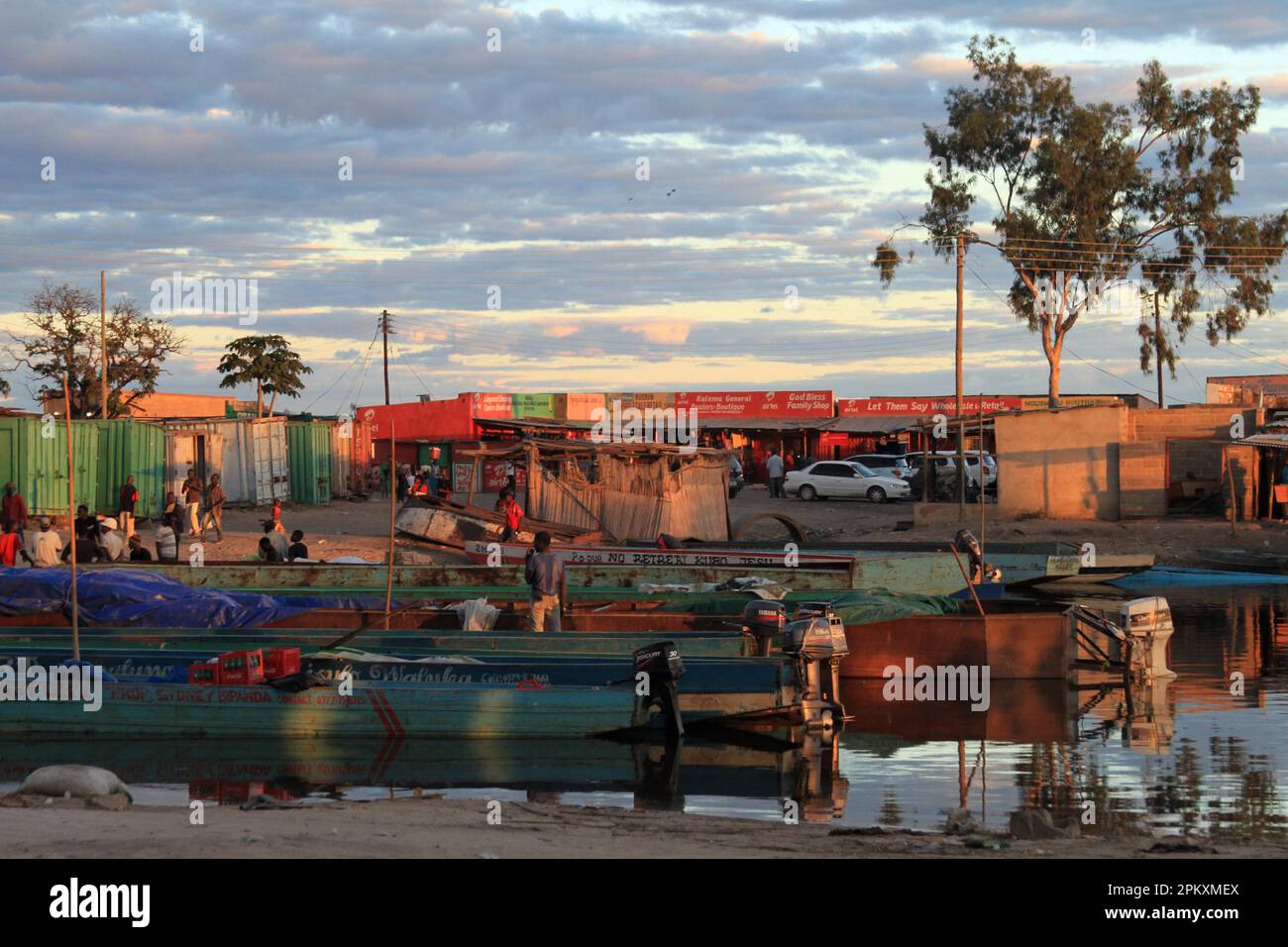 Port of Mongu, Mongu, Barotse flood plain, Zambezi, Western Province of ...