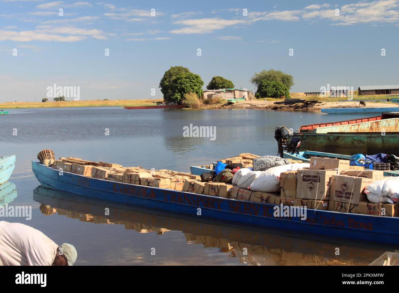 Boats, Mongu Harbour, Mongu, Barotse Flood Plain, Zambezi, Western ...
