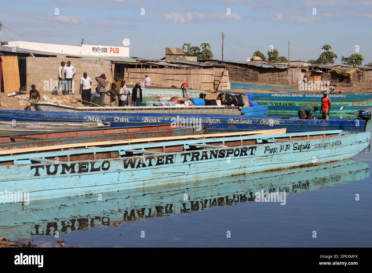 Boats, Mongu Harbour, Mongu, Barotse Flood Plain, Zambezi, Western ...
