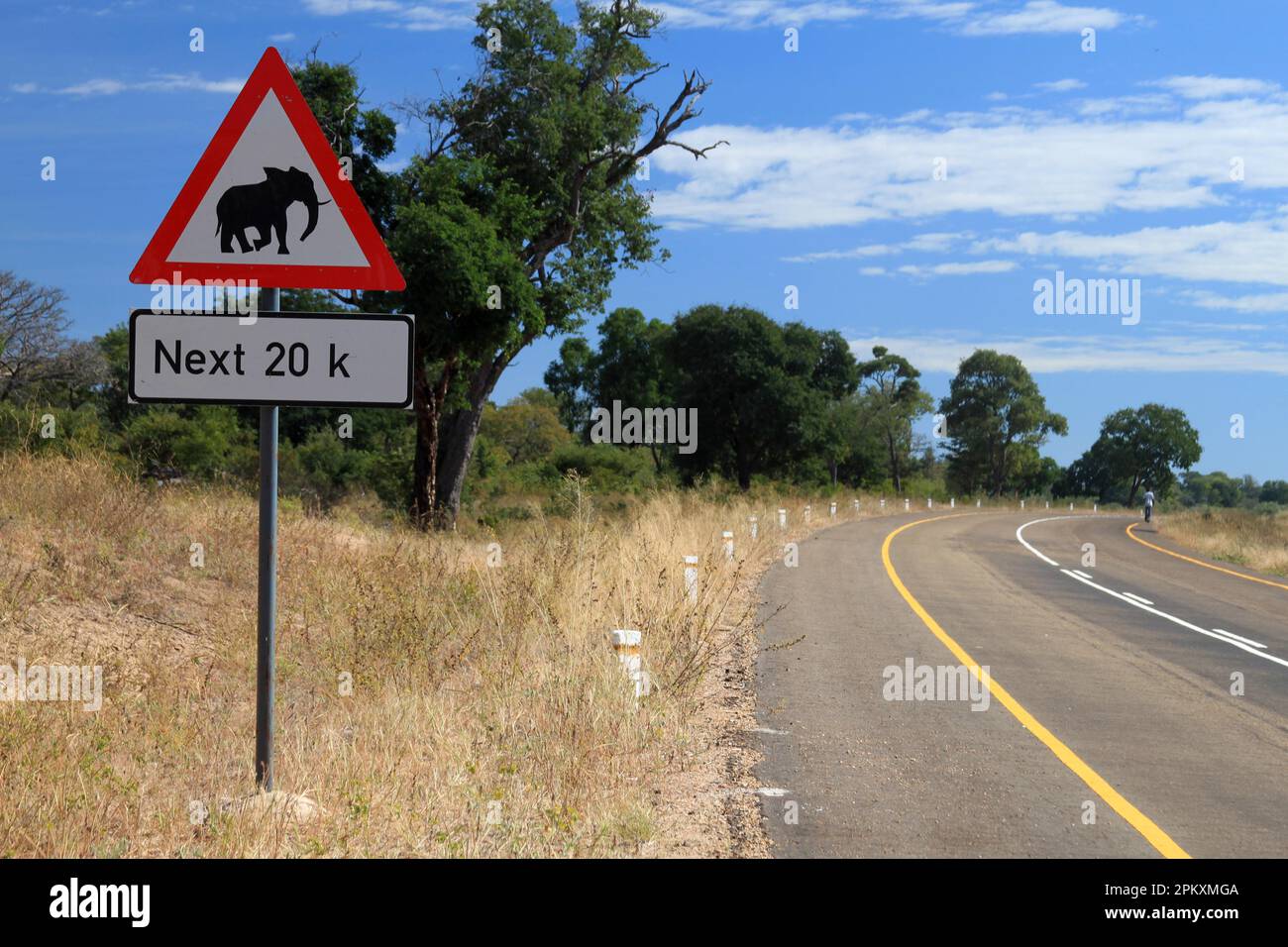 Sign Attention Elephants, Road between Sesheke and Mongu, Zambia Stock ...