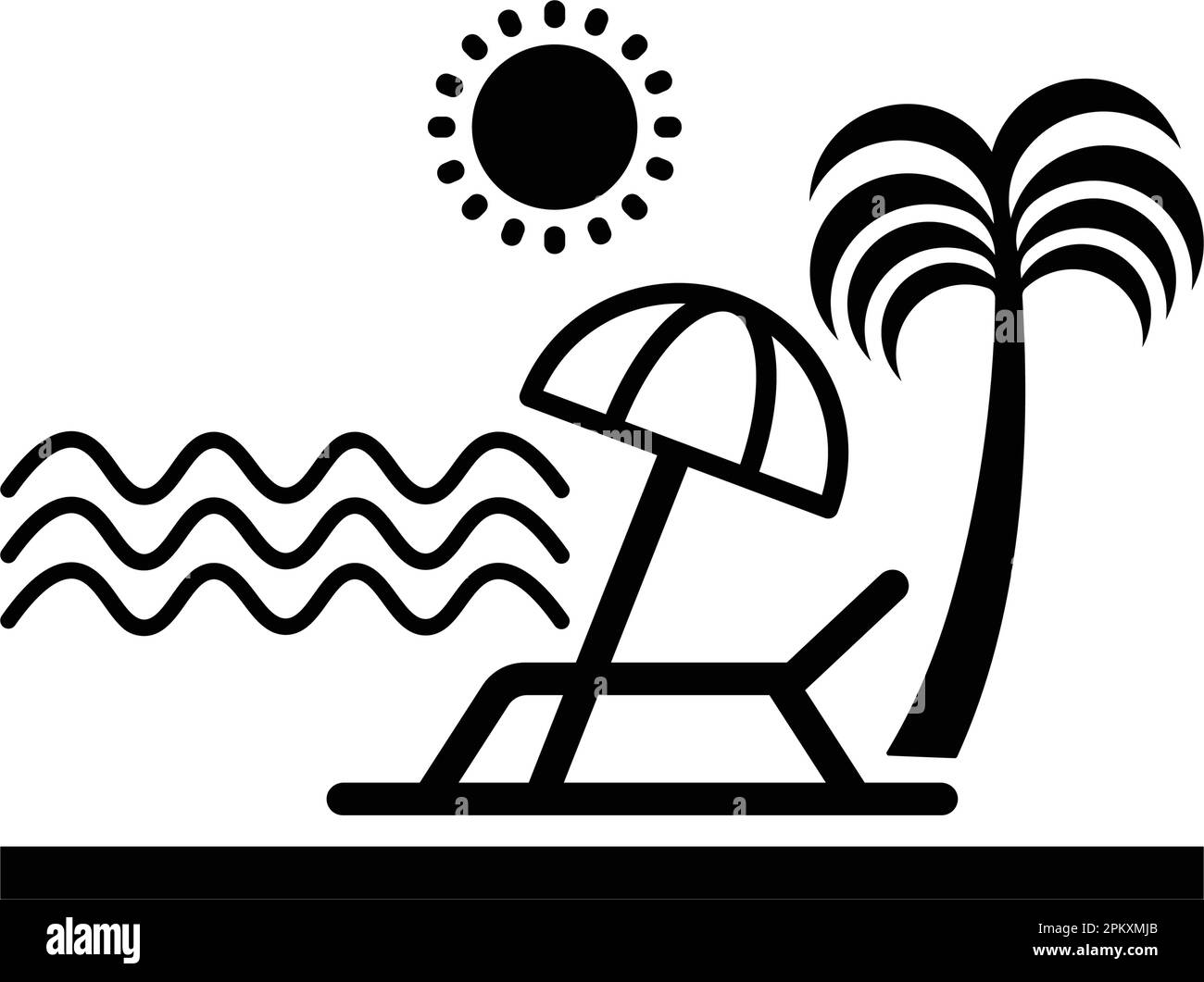 Beach chair vector vector vectors Black and White Stock Photos & Images ...