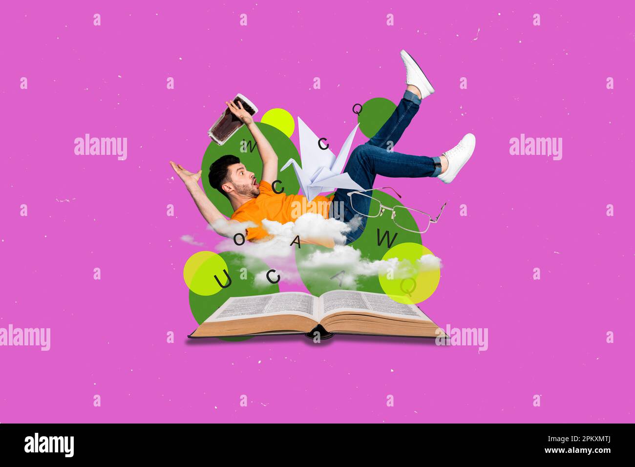 Exclusive magazine picture sketch collage image of excited funky guy ...