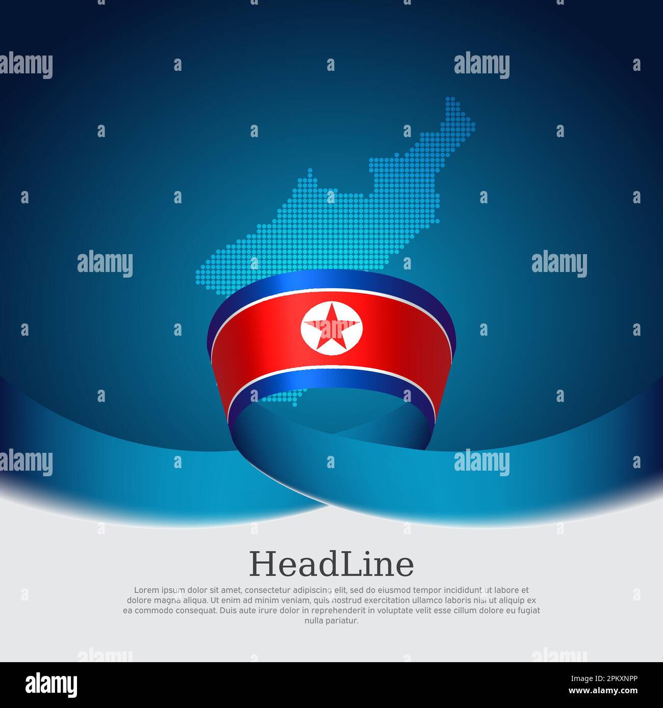 North korea flag and map on white background. Democratic People ...