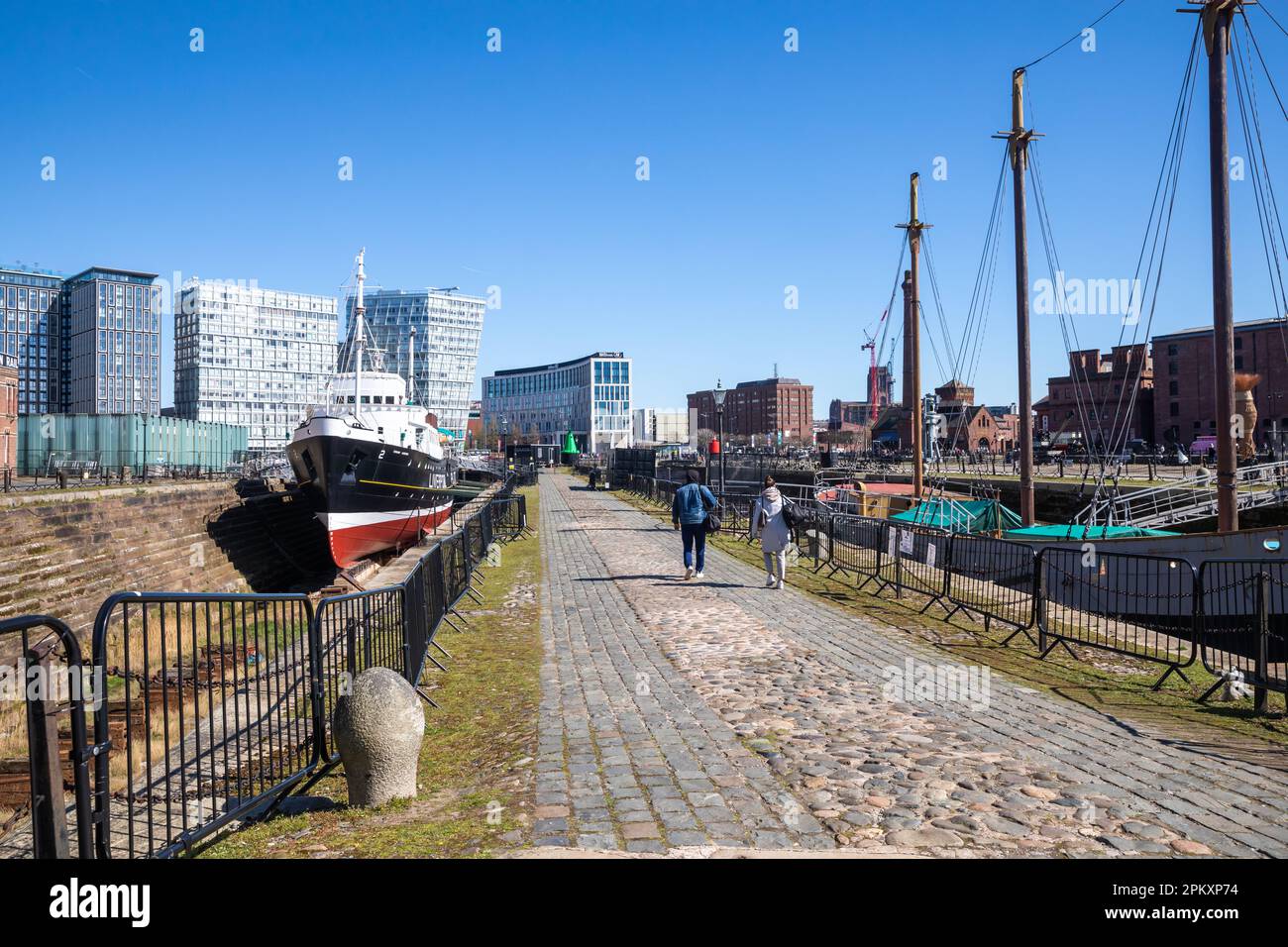 Clear blue sky over a Variety of buildings and Architecture which ...