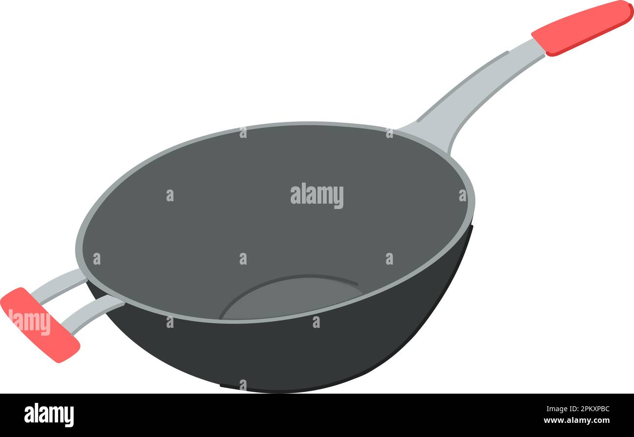 black frying pan cartoon vector illustration Stock Vector Image & Art ...