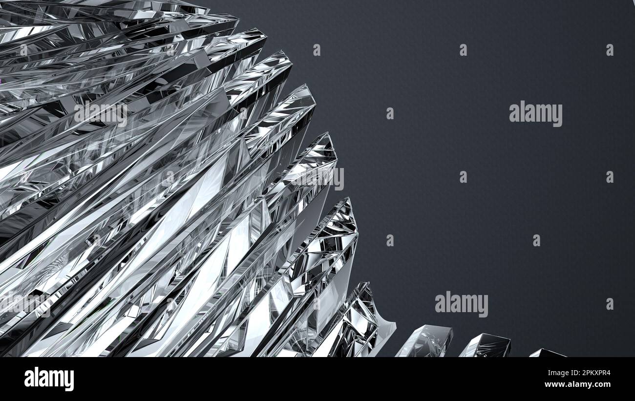 Crystal geometric shapes reflect the light and give off a rainbow of ...