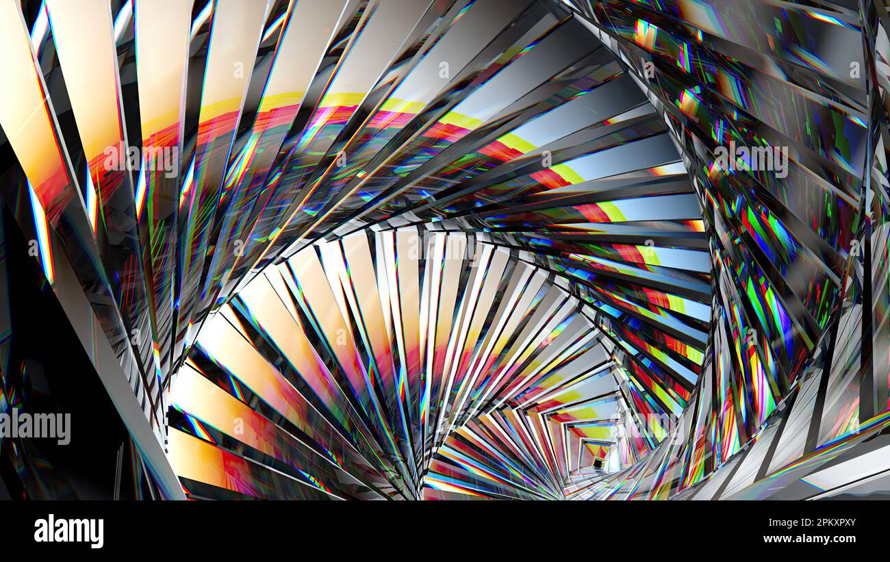 Tunnel of light diffused reflection in seven shining crystals Pop ...