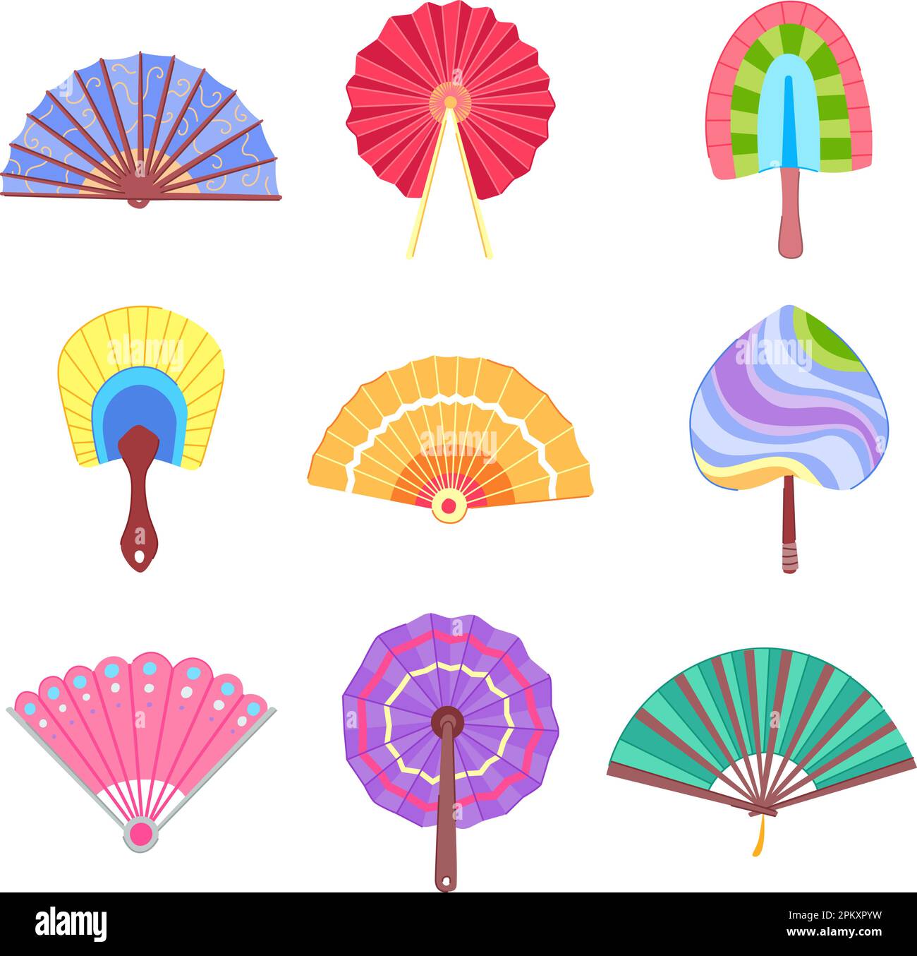 hand fan set cartoon vector illustration Stock Vector Image & Art - Alamy