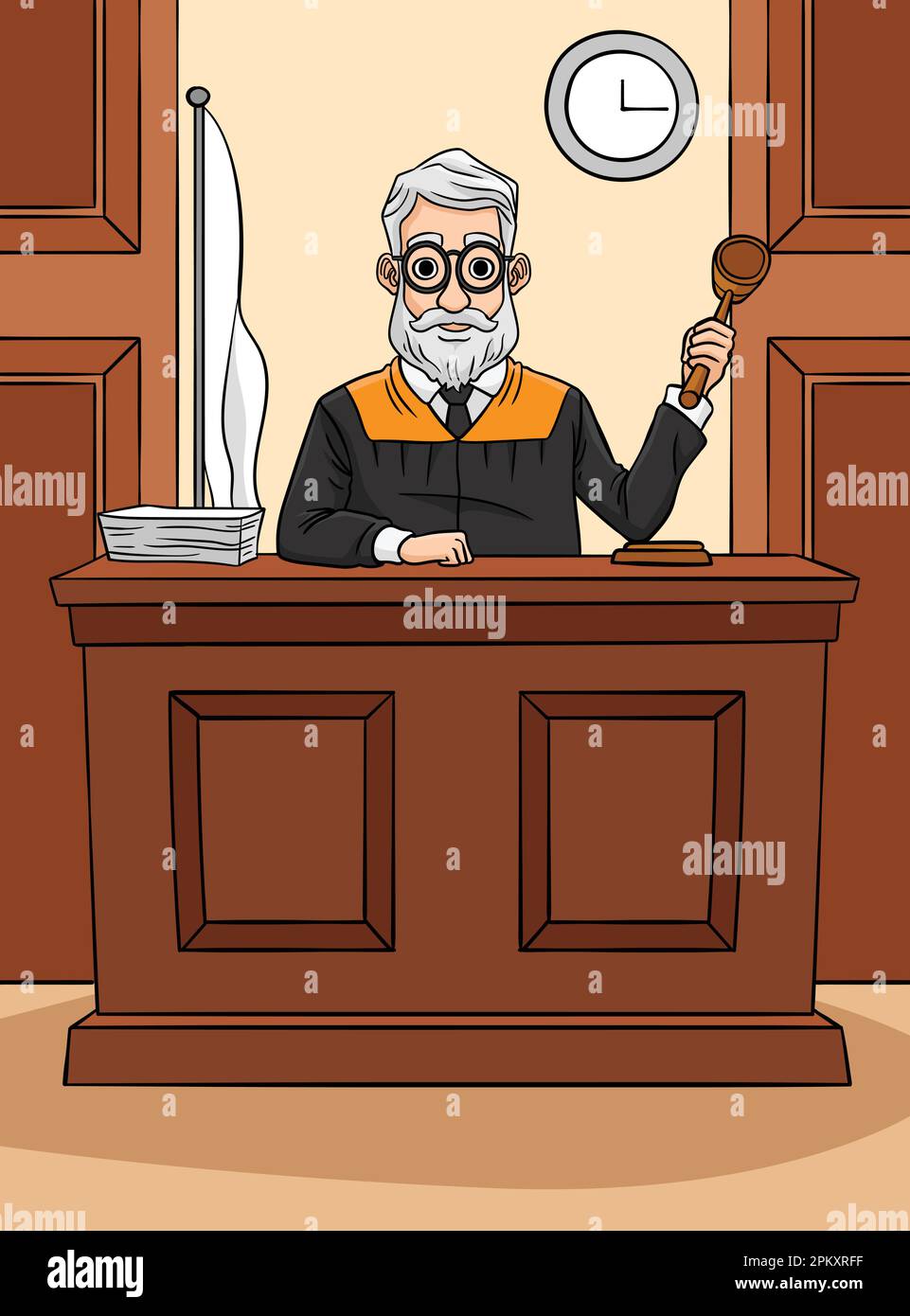 Judge Profession Colored Cartoon Illustration Stock Vector Image & Art ...