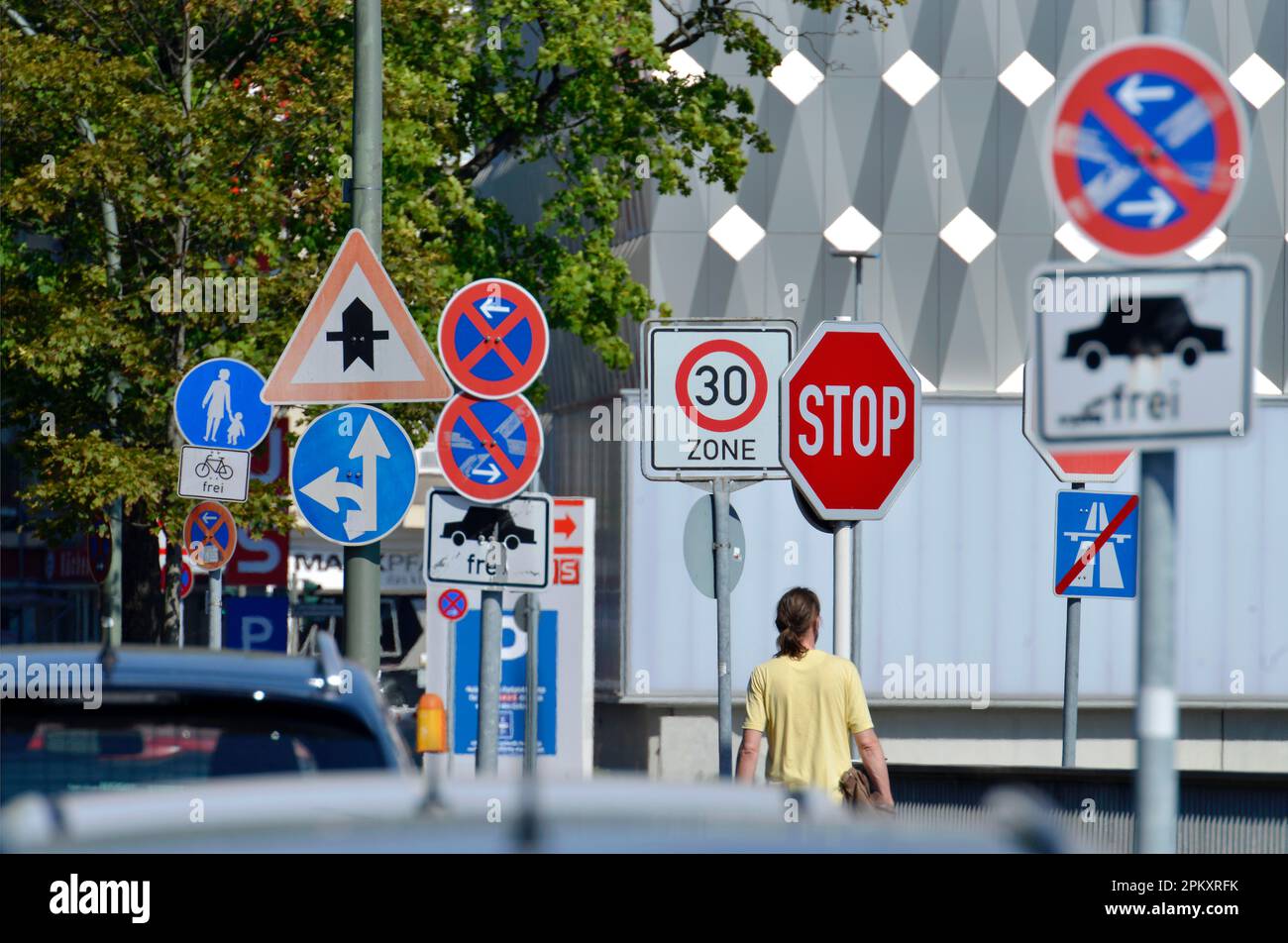 Forest of traffic signs, Schwarzbacher Strasse, Halensee, Berlin ...