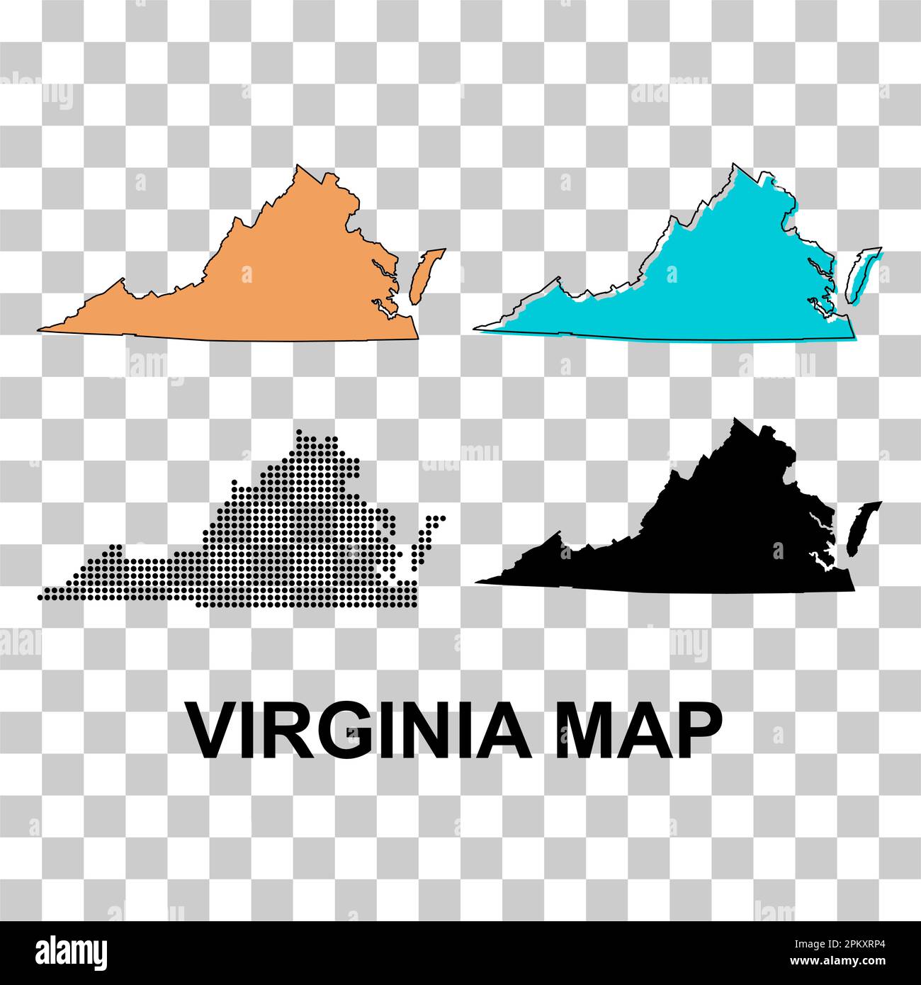 Virginia state outline set map hi-res stock photography and images - Alamy