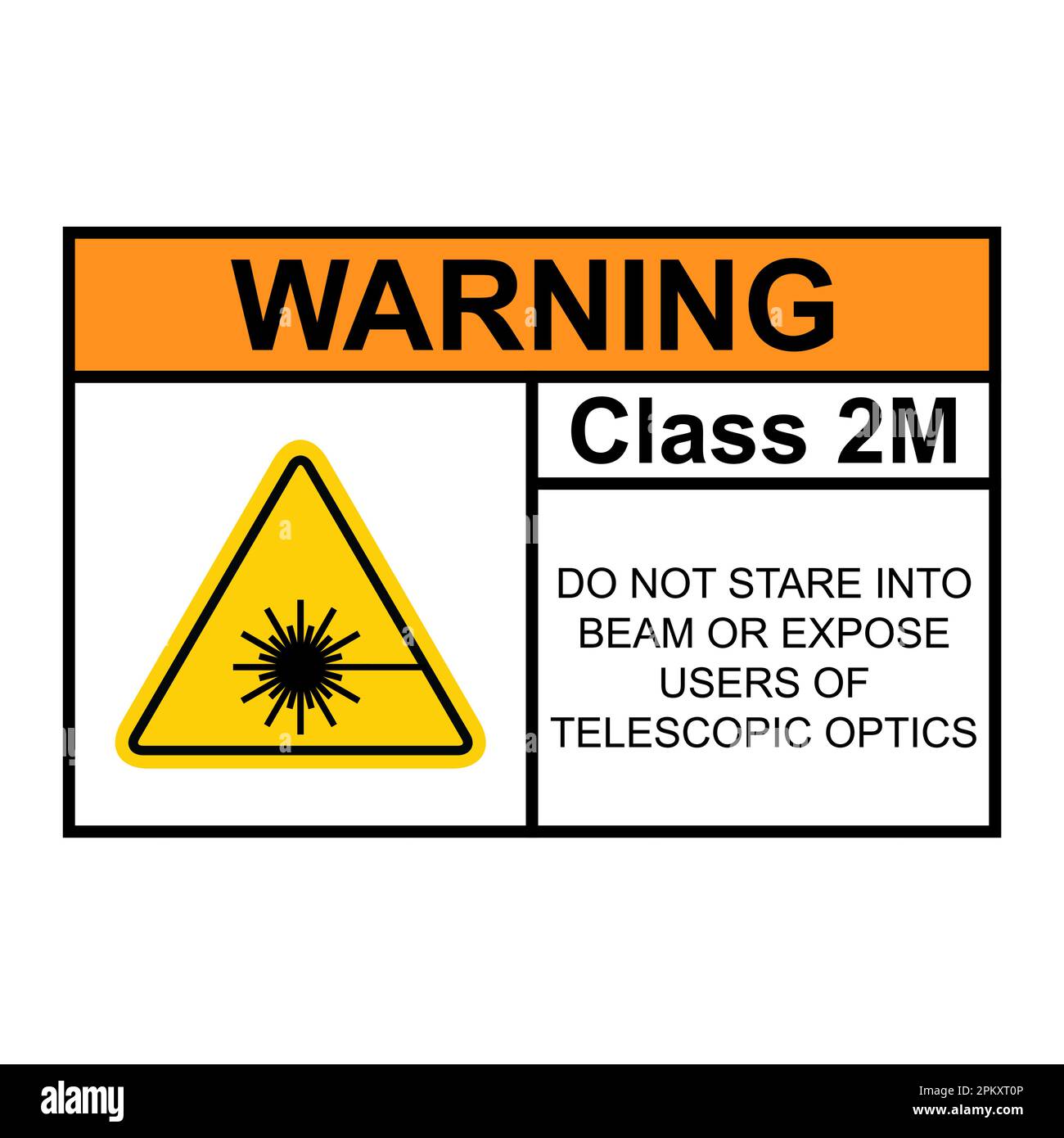 Laser radiation danger class 2M label icon, safety information symbol ...