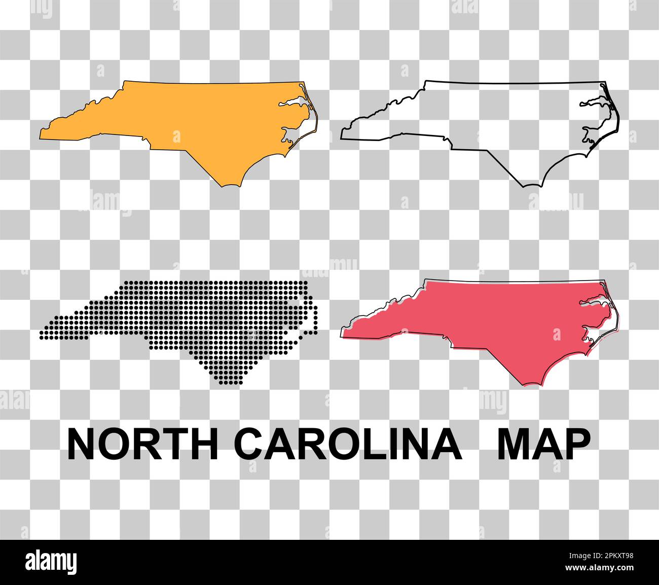 Set of North Carolina map, united states of america. Flat concept ...